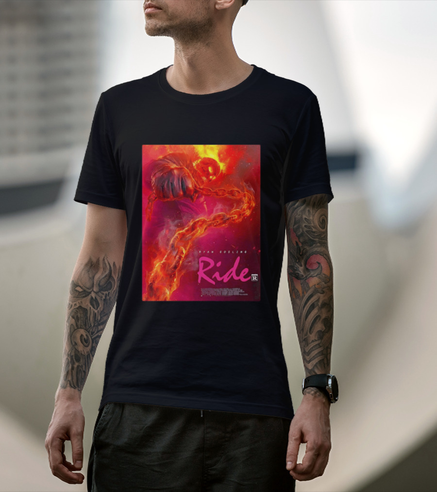 Ryan Gosling Ride Movie Ghost Rider Flaming Chain Image T-Shirt