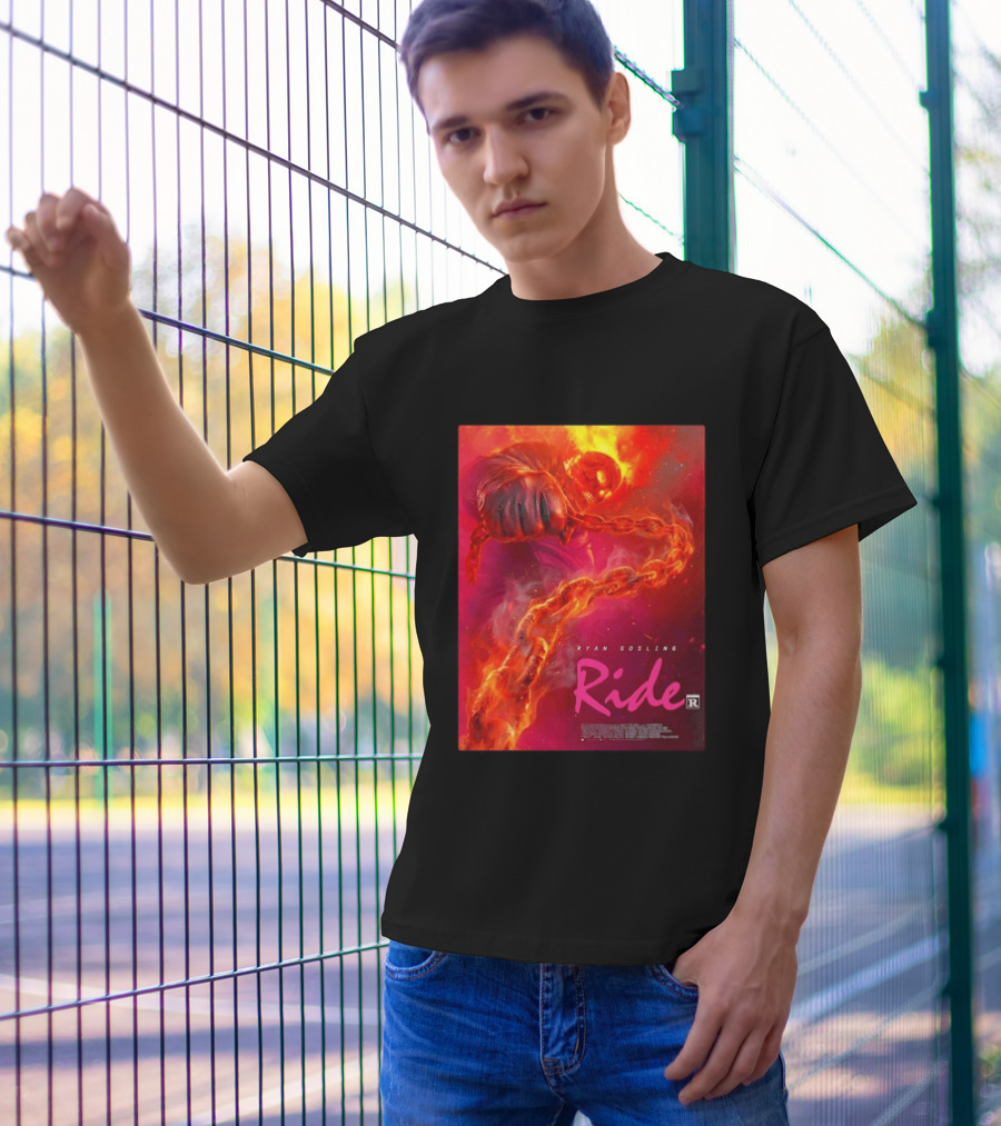Ryan Gosling Ride Movie Ghost Rider Flaming Chain Image T-Shirt