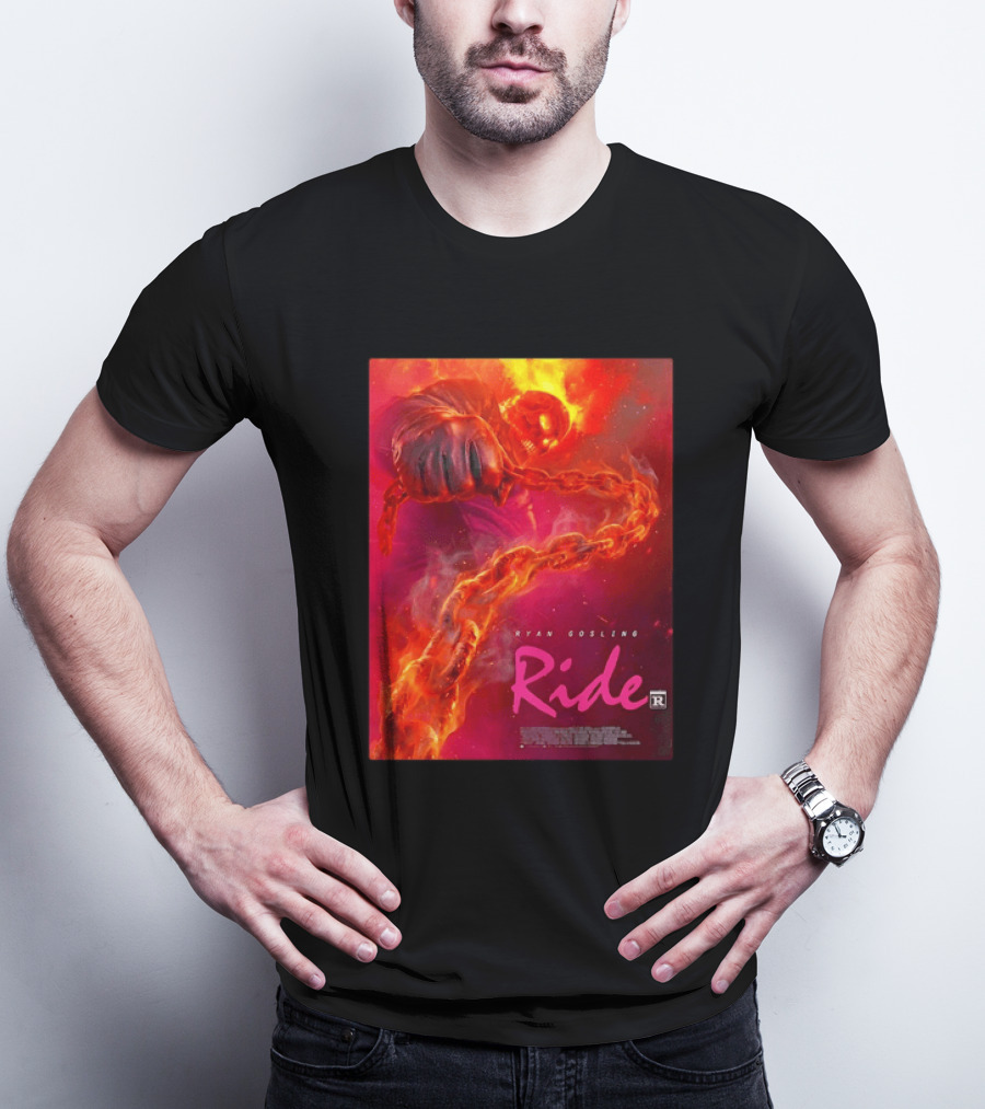 Ryan Gosling Ride Movie Ghost Rider Flaming Chain Image T-Shirt