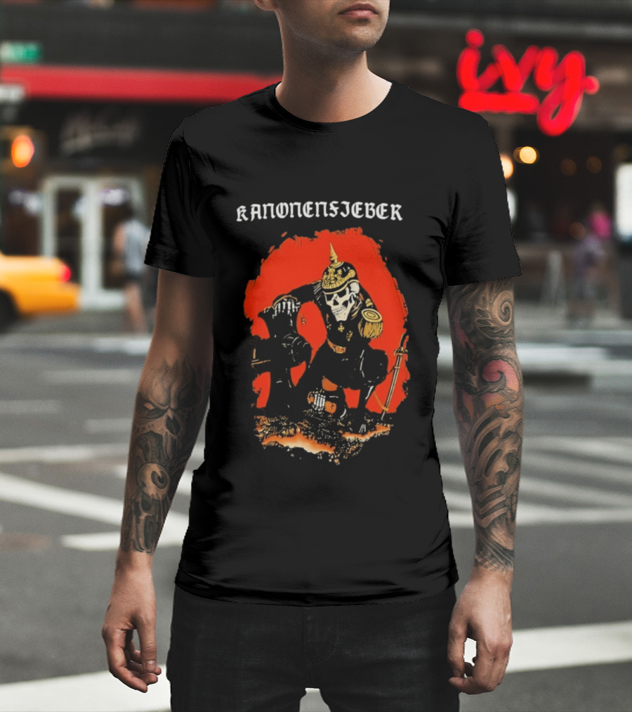 Kanonenfieber Skeleton Soldier Black Metal Warrior Artillery T-Shirt