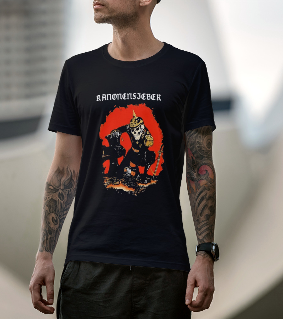 Kanonenfieber Skeleton Soldier Black Metal Warrior Artillery T-Shirt