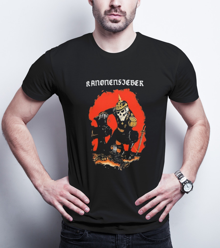 Kanonenfieber Skeleton Soldier Black Metal Warrior Artillery T-Shirt