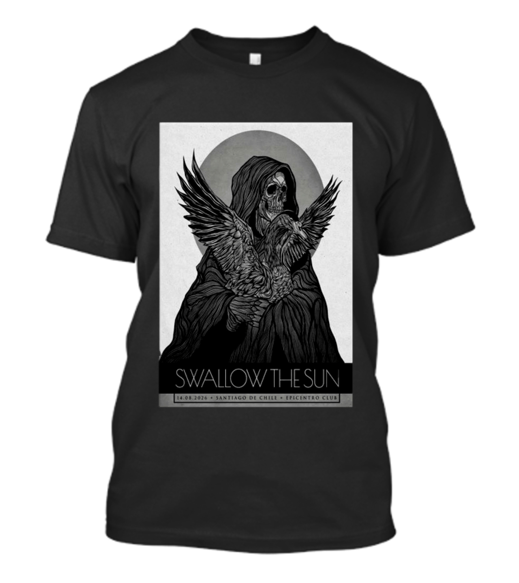 Swallow The Sun Santiago De Chile Epicentro Club 14.08.2026 Skeleton With Bird T-Shirt