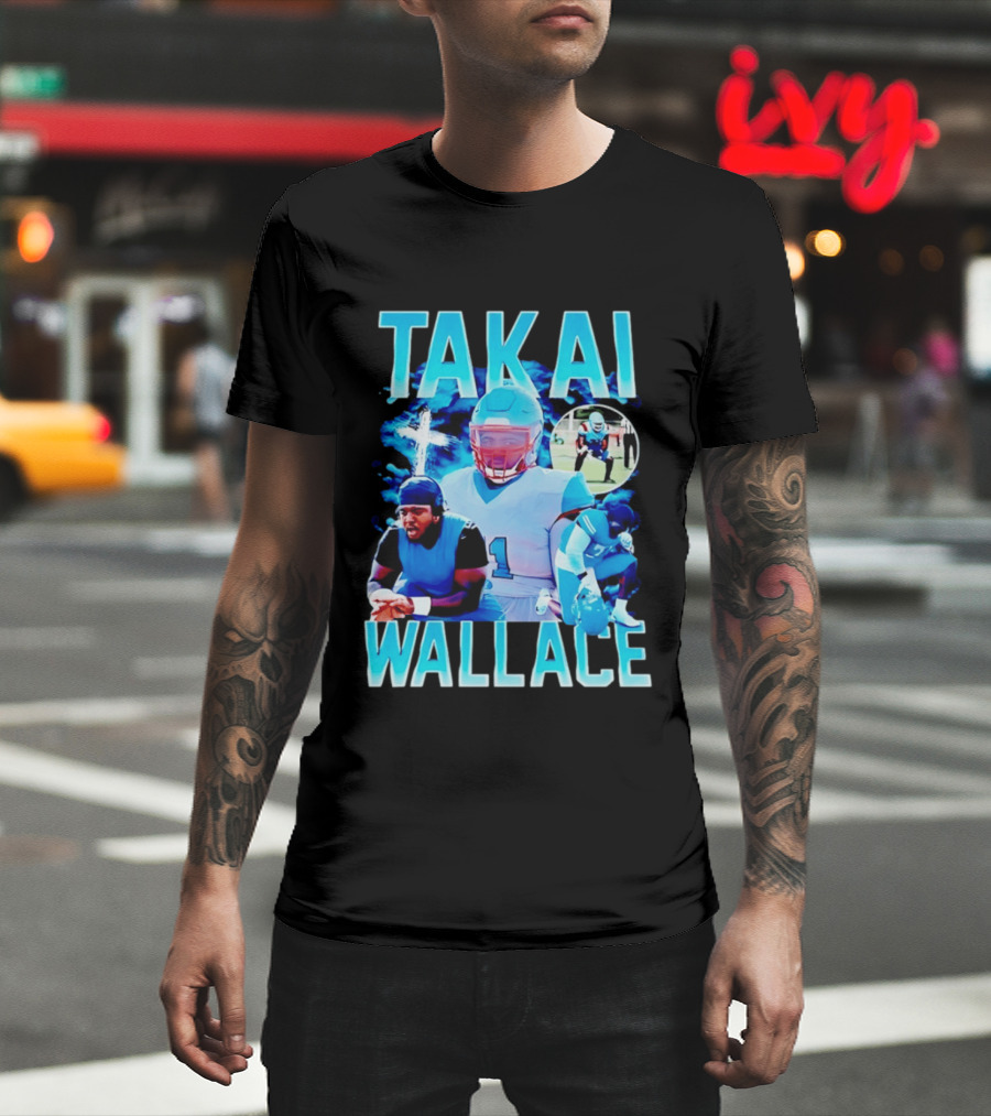 Takai Wallace Football Athlete Sports Action Collage T-Shirt