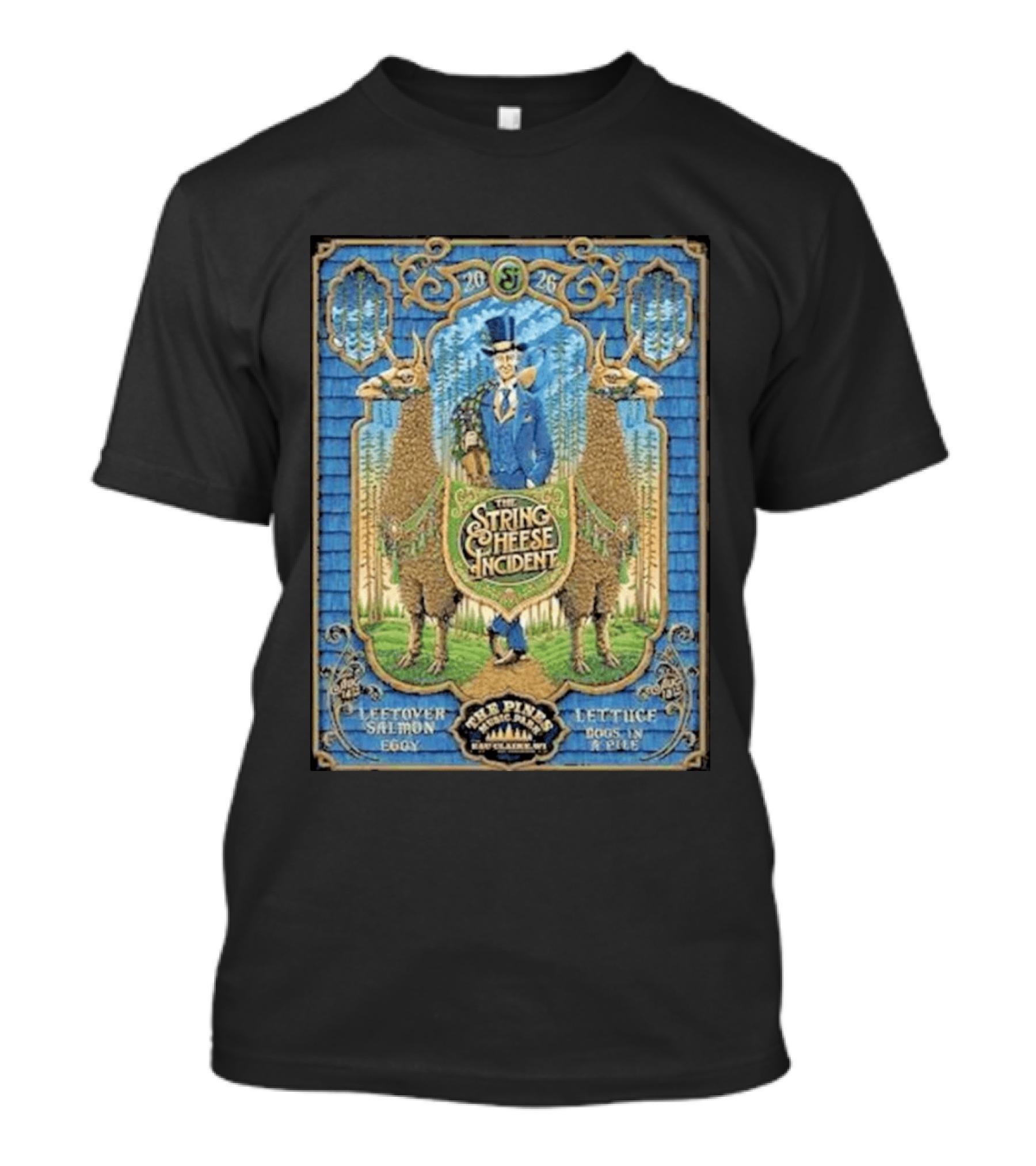 The String Cheese Incident Eau Claire WI 2026 Pine Music Park Leftover Salmon Lettuce Concert T-Shirt