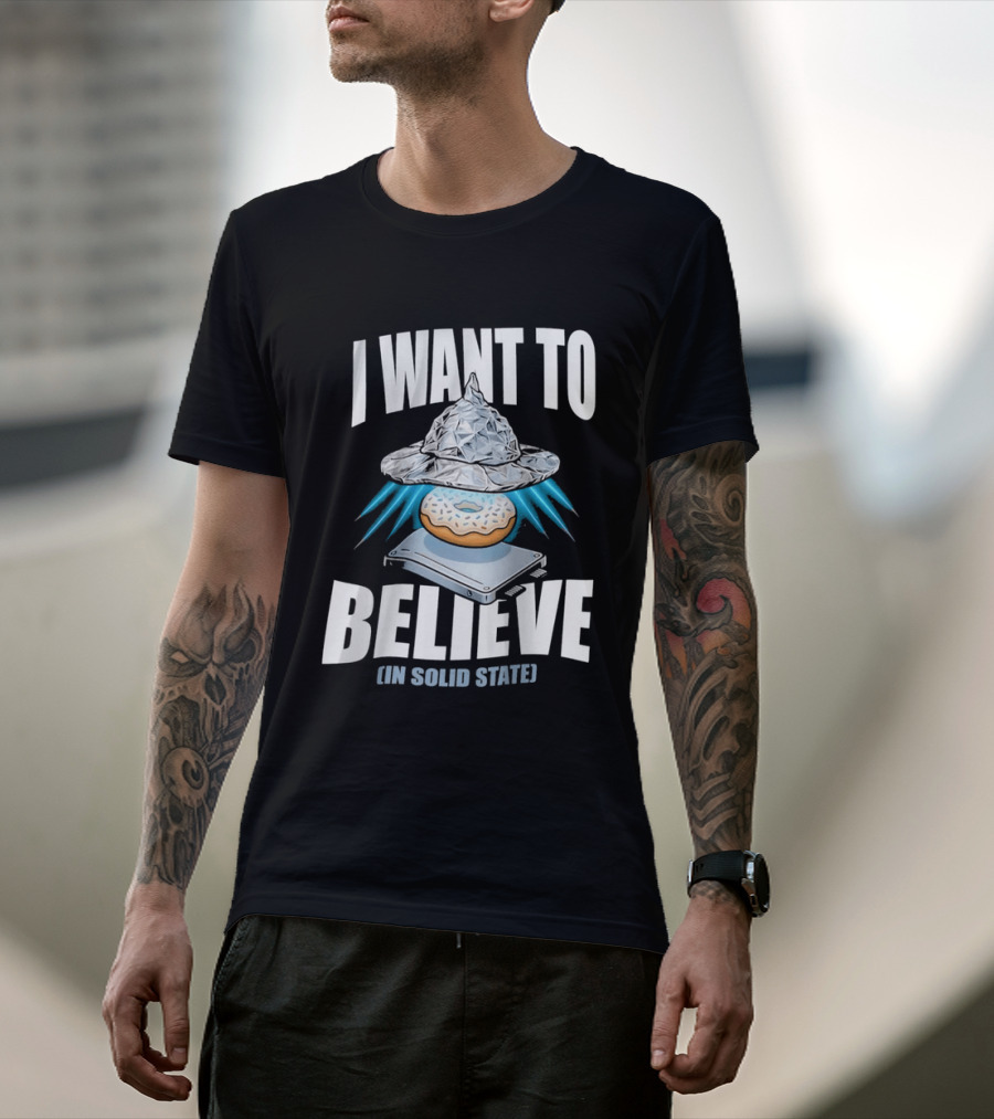 I Want To Believe UFO Donut In Solid State T-Shirt