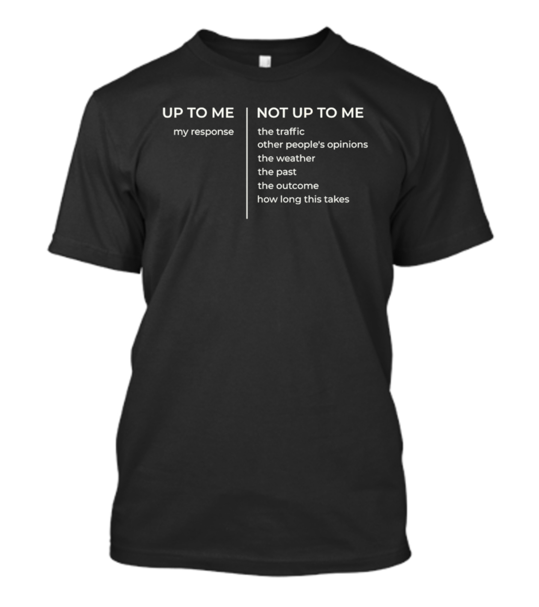Up To Me My Response Not Up To Me The Traffic Opinions Weather Past Outcome Time T-Shirt