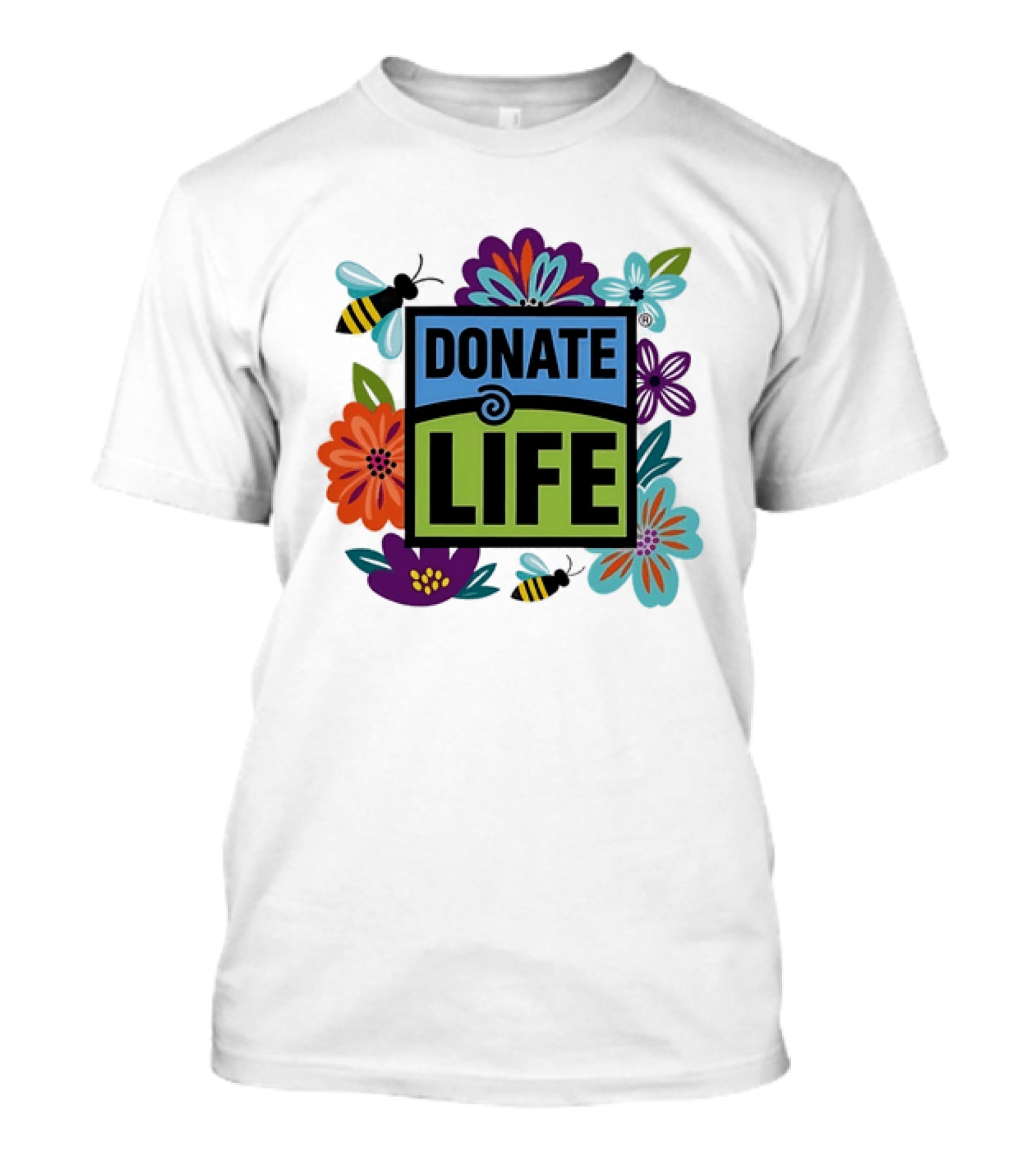 Donate Life Floral Bee Awareness Organ Donation Colorful Flowers T-Shirt