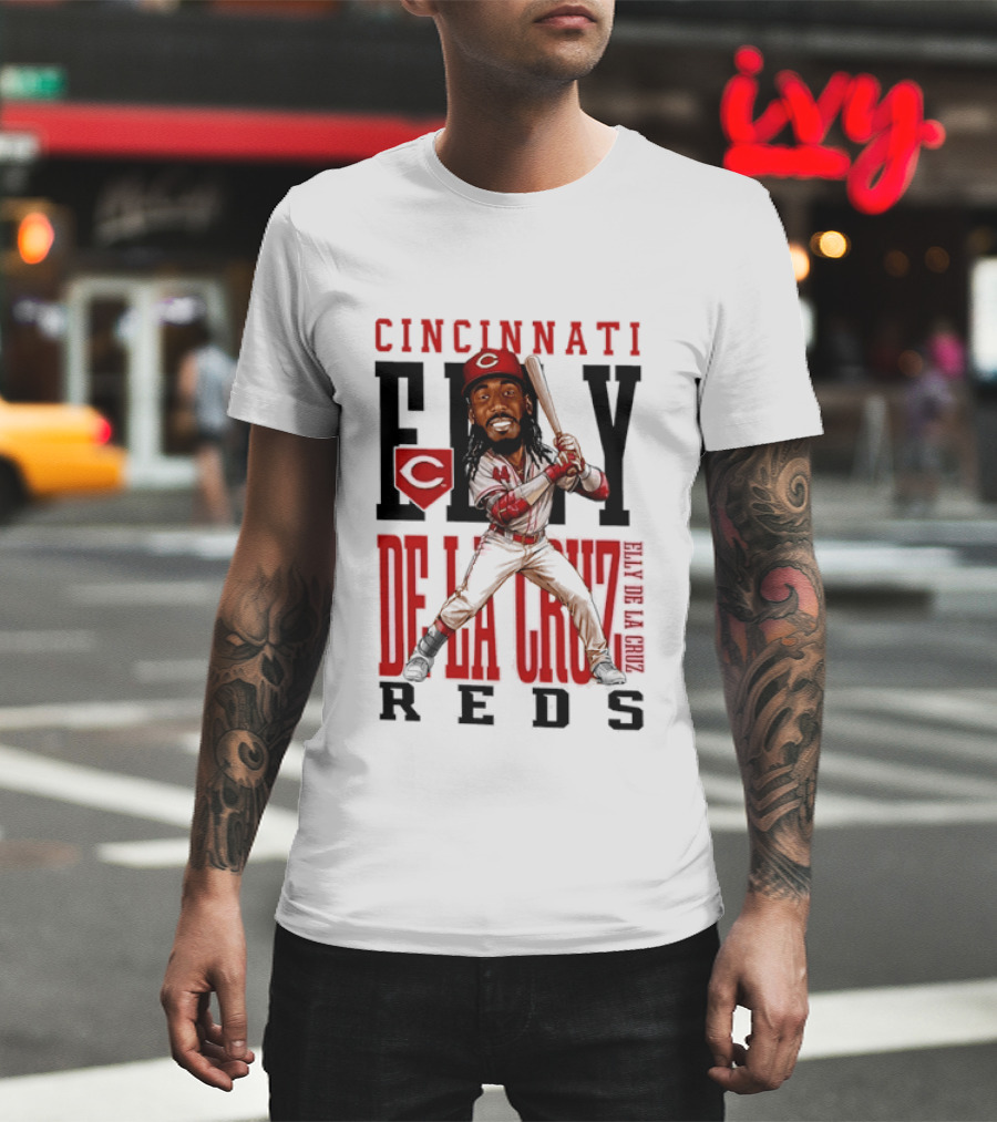 Cincinnati Reds Elly De La Cruz Baseball Caricature T-Shirt