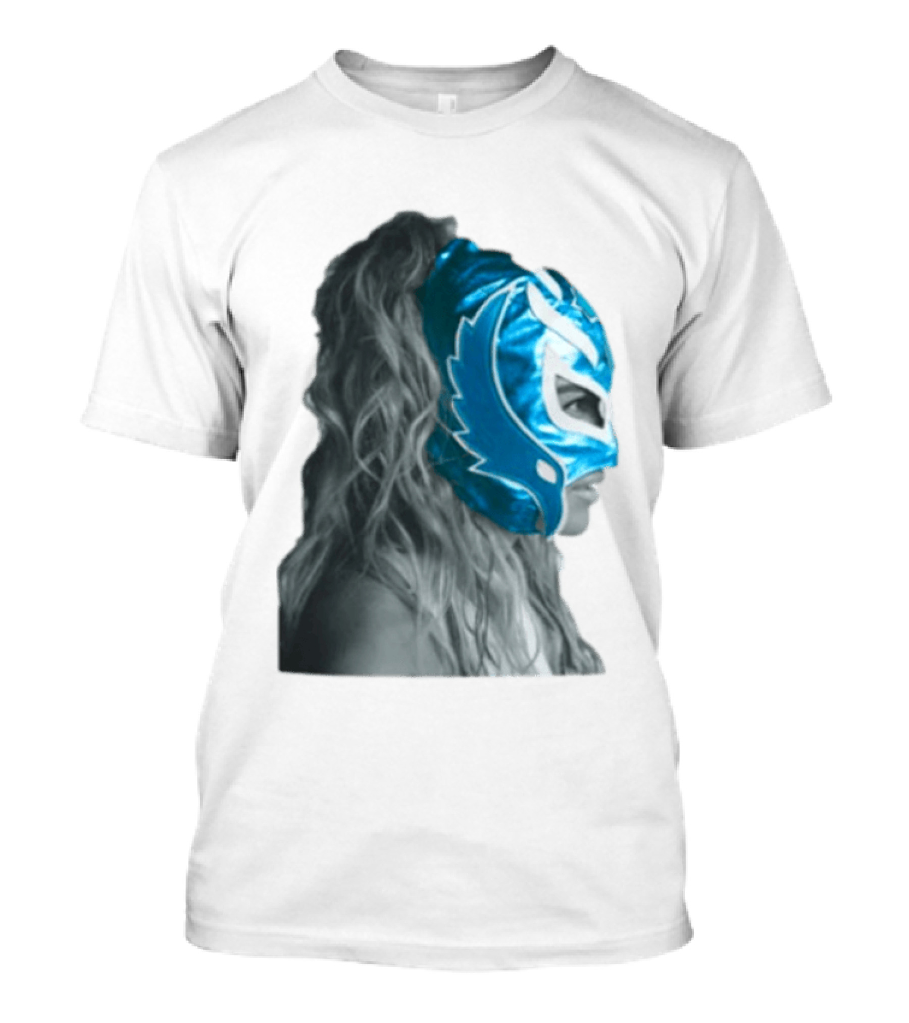 Karol G Store Limited Edition Cream Blue Luchador Mask T-Shirt