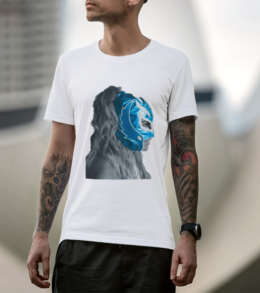 Karol G Store Limited Edition Cream Blue Luchador Mask T-Shirt