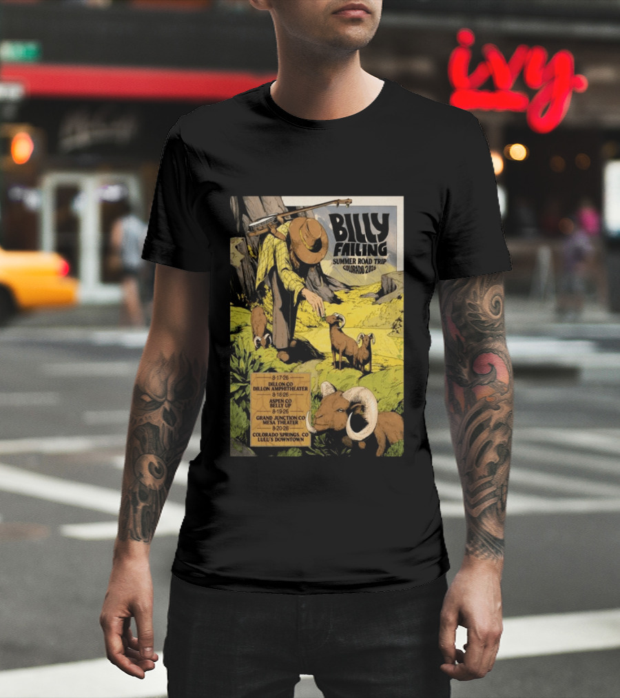 Billy Failing Summer Road Trip Colorado 2026 Dillon Amphitheater Belly Up Mesa Theater Lulu's Downtown T-Shirt