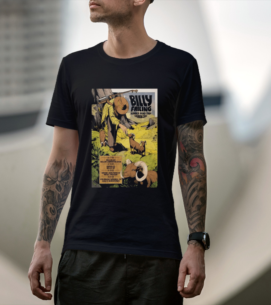 Billy Failing Summer Road Trip Colorado 2026 Dillon Amphitheater Belly Up Mesa Theater Lulu's Downtown T-Shirt