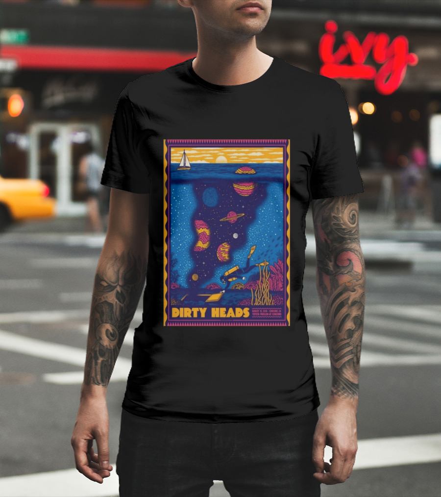 Dirty Heads August 15 2026 Tour Concord CA With Underwater Cosmic Scene T-Shirt