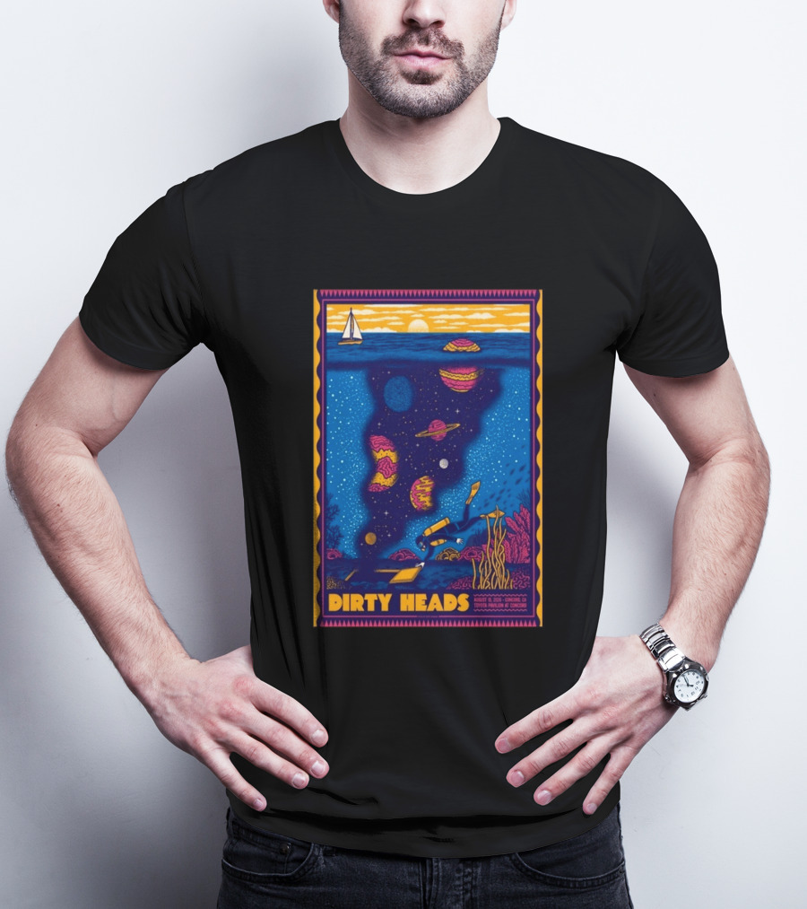 Dirty Heads August 15 2026 Tour Concord CA With Underwater Cosmic Scene T-Shirt