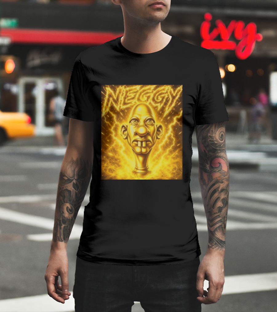 NEGGY Electric Manny Golden Lightning Face T-Shirt