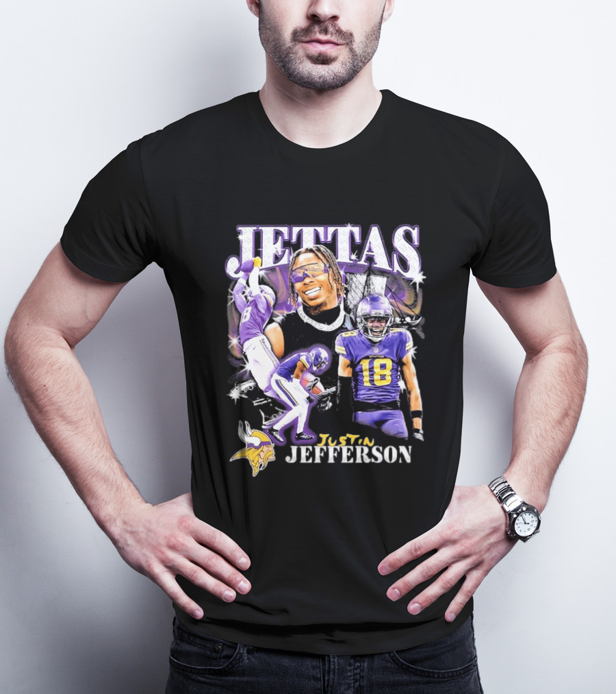 Fanatics Black Jettas Justin Jefferson Minnesota Vikings Notorious Player T-Shirt