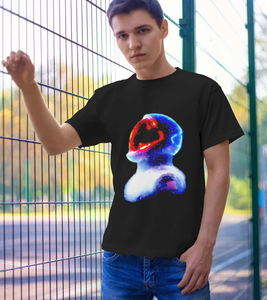 Galaxy Astronaut With American Flag Space Cosmic Adventure T-Shirt