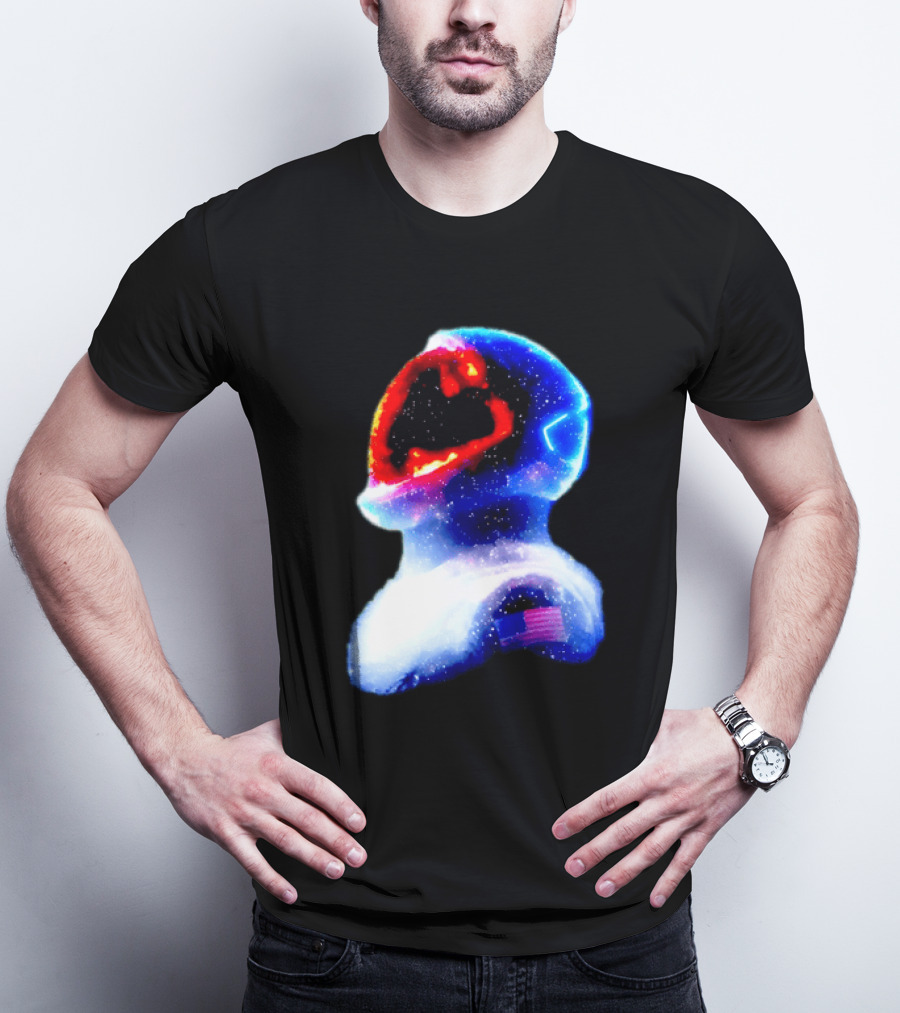 Galaxy Astronaut With American Flag Space Cosmic Adventure T-Shirt