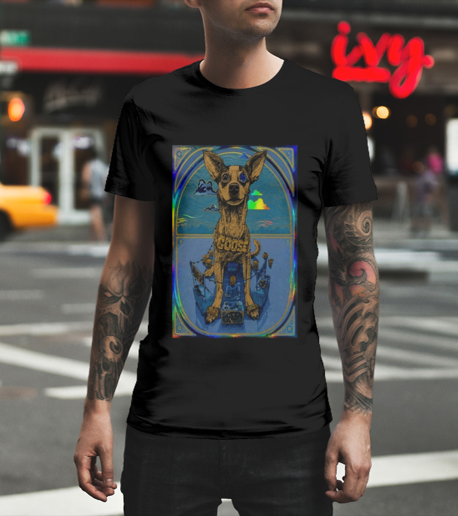 Goose Greek Theatre 08 14 2026 Exclusive Dog Art Holographic T-Shirt