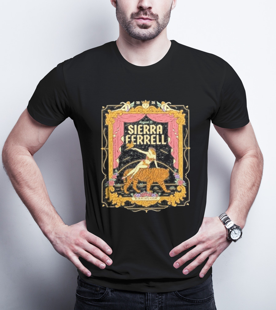 Sierra Ferrell August 15 Birmingham AL 2026 Vintage Circus Tiger T-Shirt