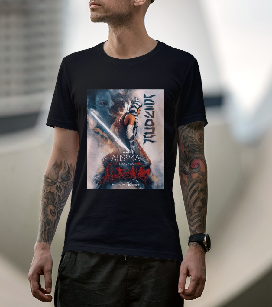 Star Wars Ahsoka Season 2 Premiering January 20 Disney Plus Featuring Lightsaber And Characters T-Shirt