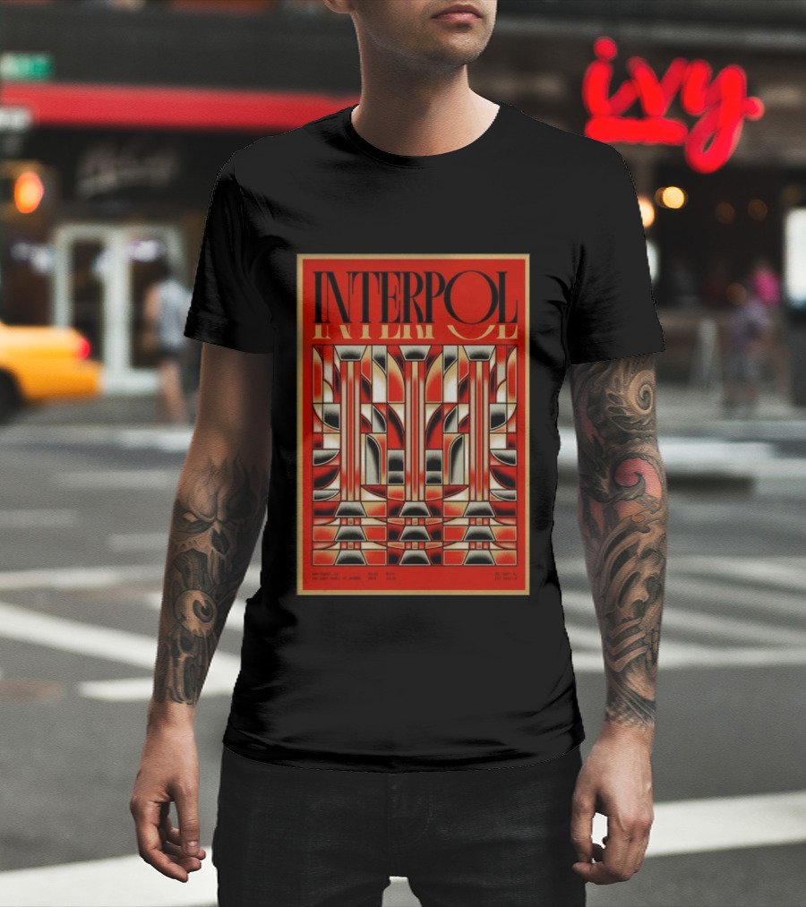 Interpol August 15 2026 San Diego CA Geometric Art Deco Concert T-Shirt