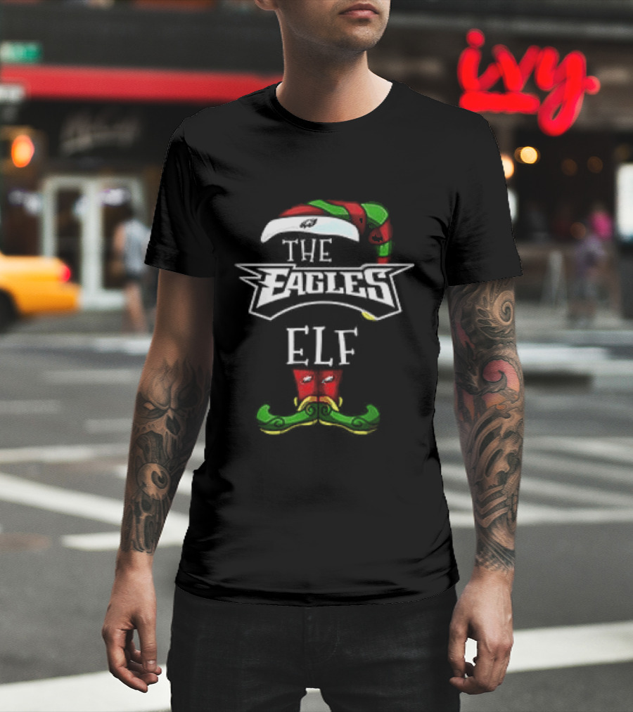 The Eagles Christmas Elf Hat And Mustache T-Shirt