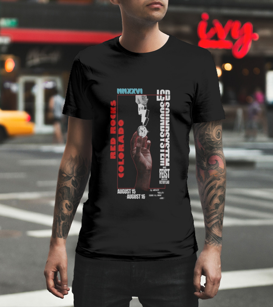 LCD Soundsystem MMXXVI Red Rocks Colorado August 15 16 Feist And Victoryland T-Shirt