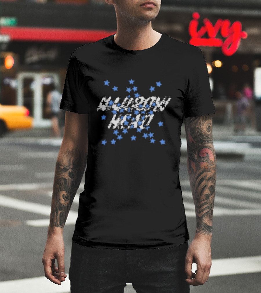 Narrow Head Starry Pattern Blue White Stars T-Shirt