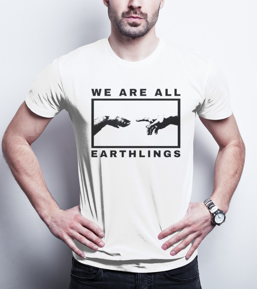 We Are All Earthlings Adam Dog Paw Hand T-Shirt