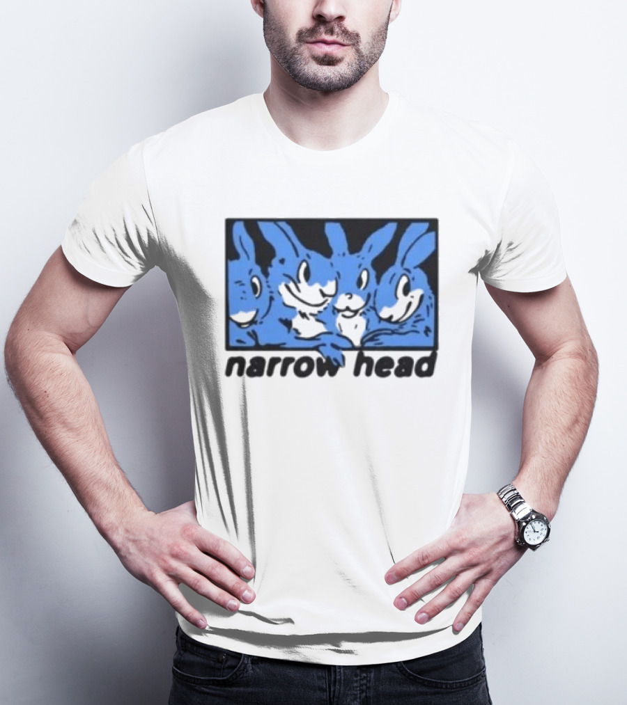 Narrow Head Four Rabbits Blue Black White T-Shirt