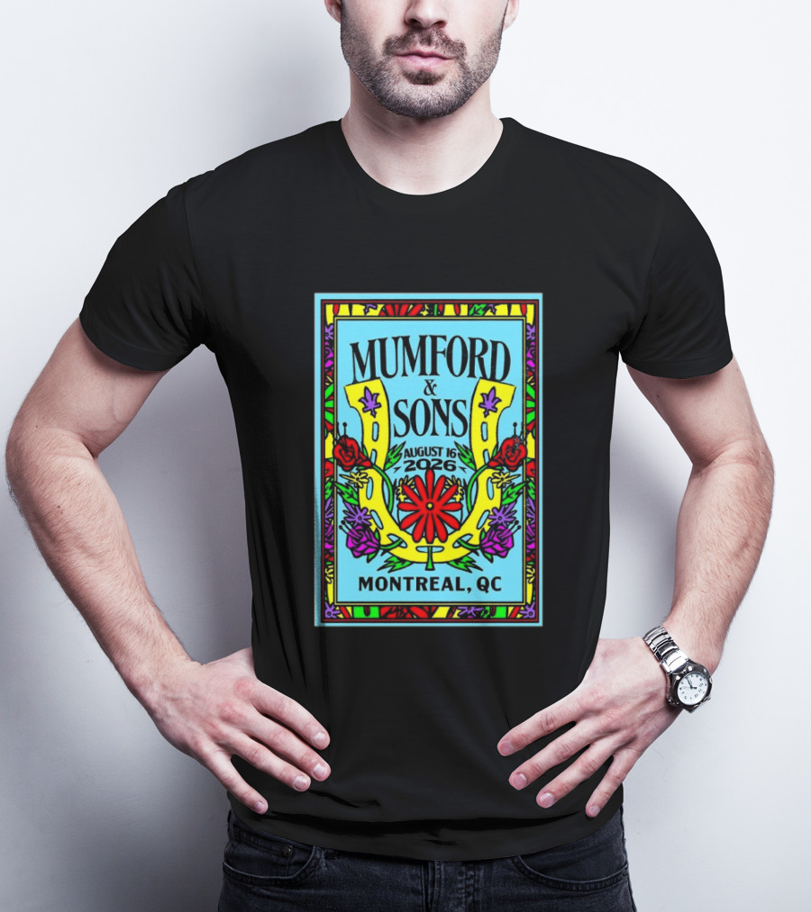 Mumford And Sons August 16 2026 Montreal QC Colorful Floral Concert T-Shirt