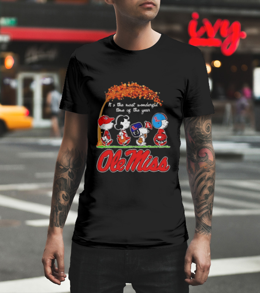 Ole Miss Rebels Peanuts Characters Most Wonderful Time Of The Year T-Shirt