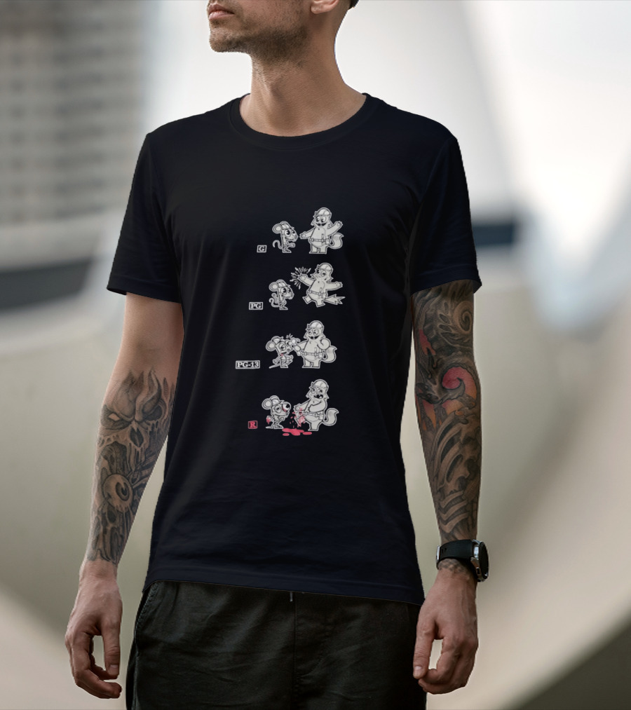 G To R Movie Rating Evolution Cartoon Film Characters Humor T-Shirt