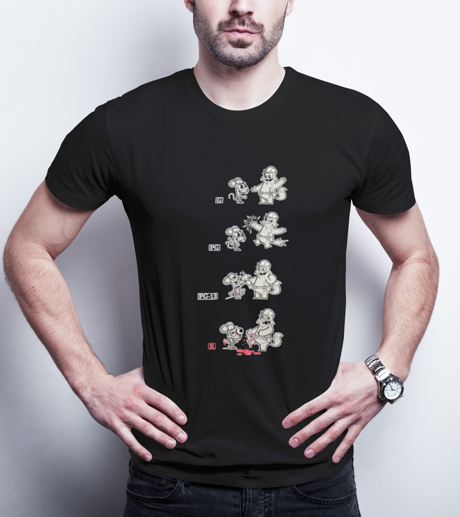 G To R Movie Rating Evolution Cartoon Film Characters Humor T-Shirt