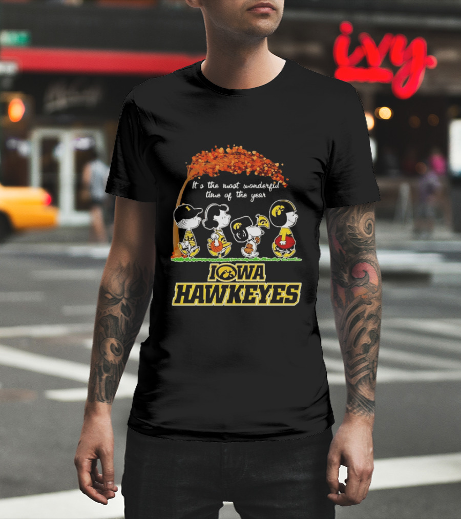 Iowa Hawkeyes Peanuts Characters It's The Most Wonderful Time Of The Year T-Shirt