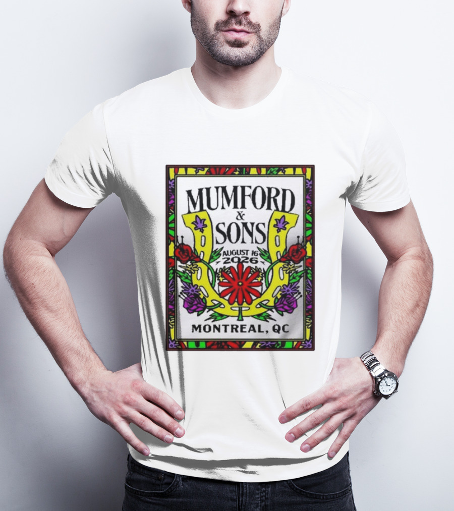 Mumford & Sons August 16 2026 Montreal QC Floral Horseshoe T-Shirt
