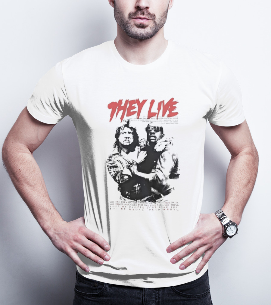 They Live John Carpenter Roddy Piper Keith David Aliens Movie T-Shirt