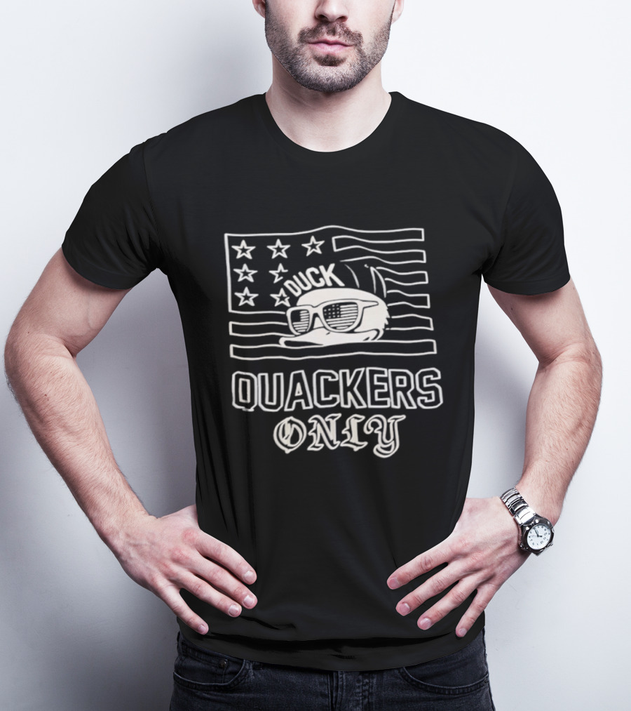 Quackers Only Duck American Flag T-Shirt