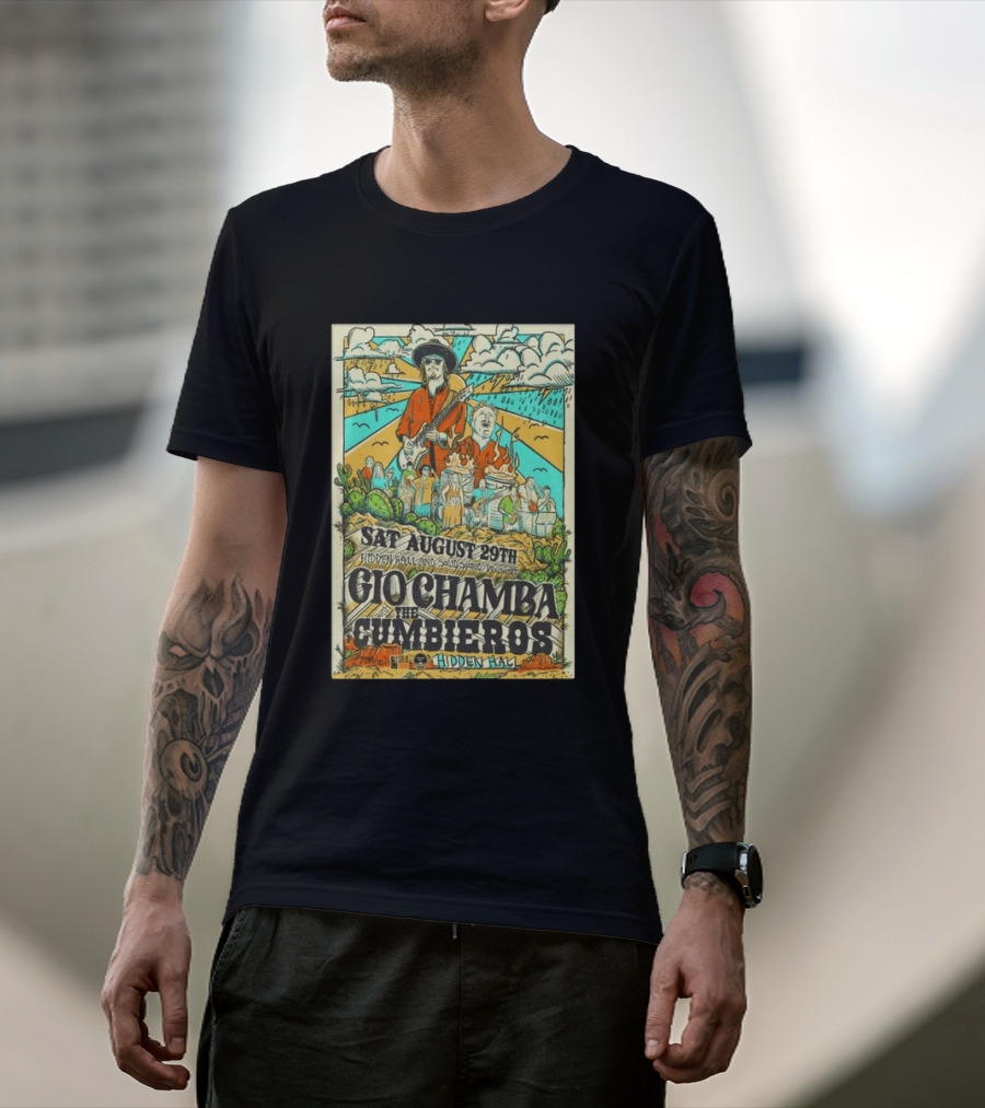 Gio Chamba The Cumbieros Live At Hidden Hall August 29th 2026 Concert T-Shirt
