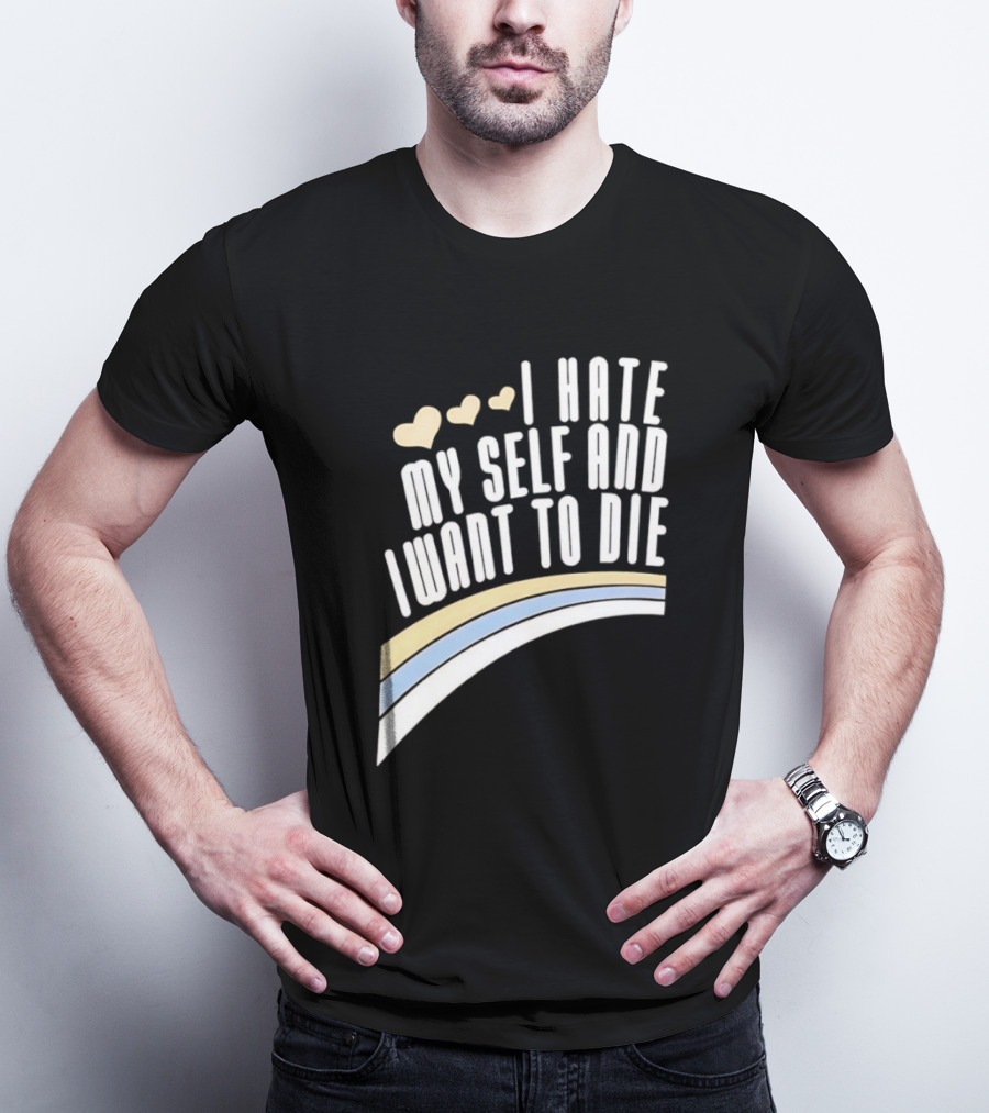 I Hate Myself And I Want To Die Nirvana Hearts Rainbow T-Shirt