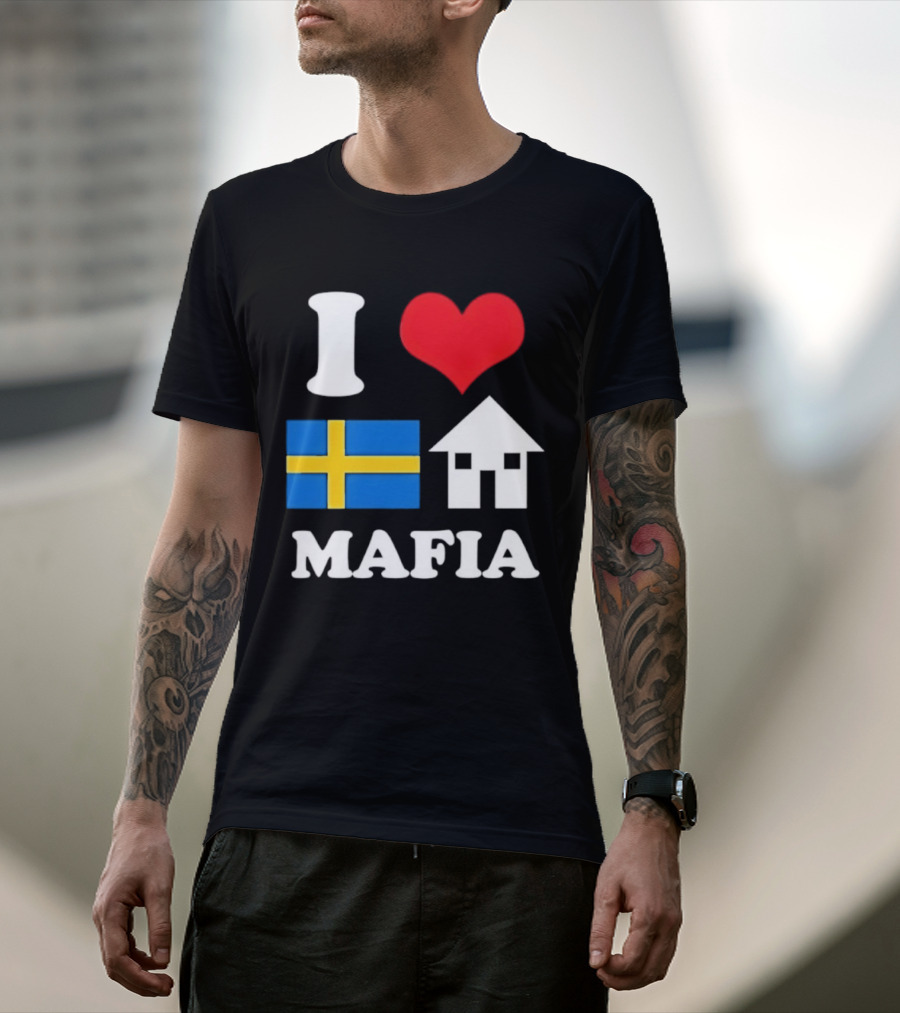 I Love Swedish Flag Heart House Mafia EDM Electronic Dance Music T-Shirt
