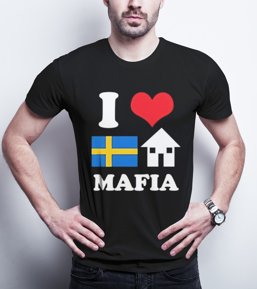 I Love Swedish Flag Heart House Mafia EDM Electronic Dance Music T-Shirt