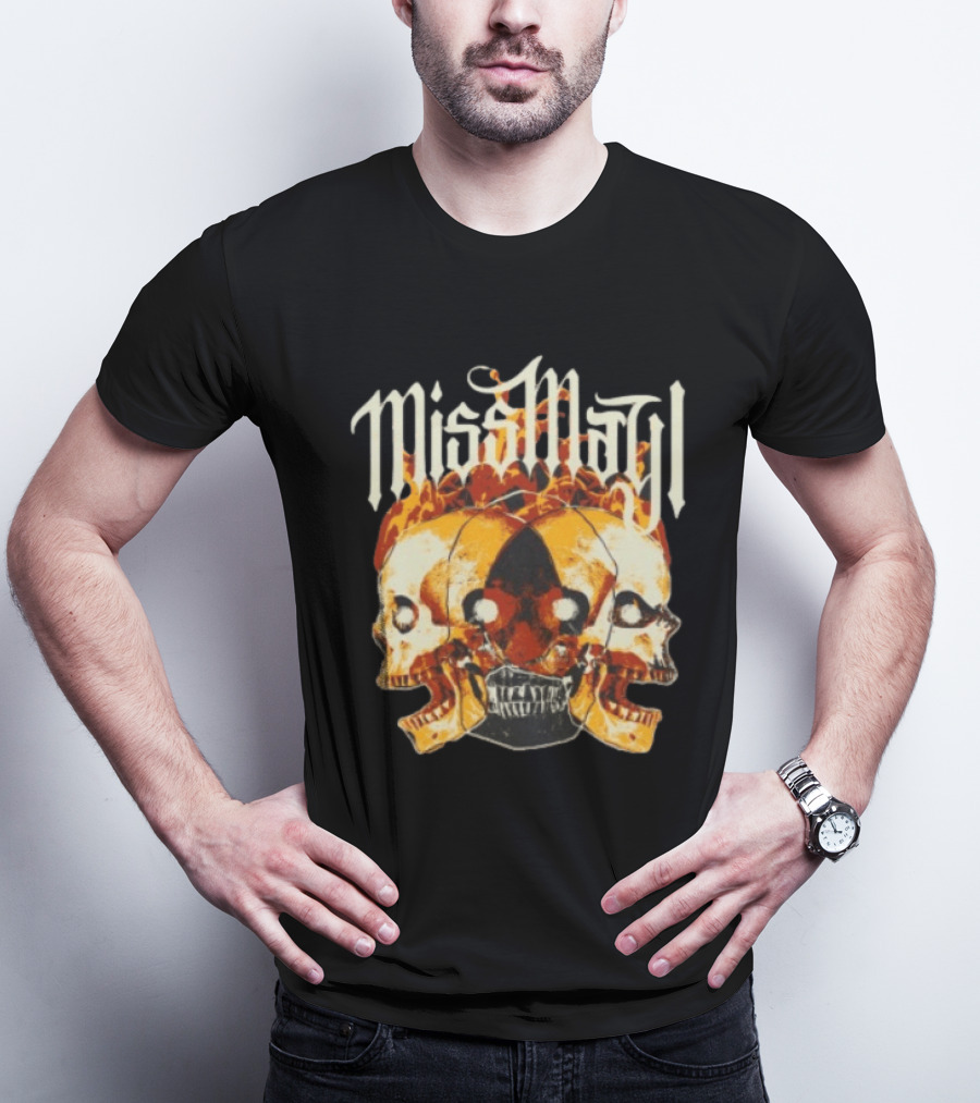 Miss May I Solid State Records Flaming Skulls Black T-Shirt