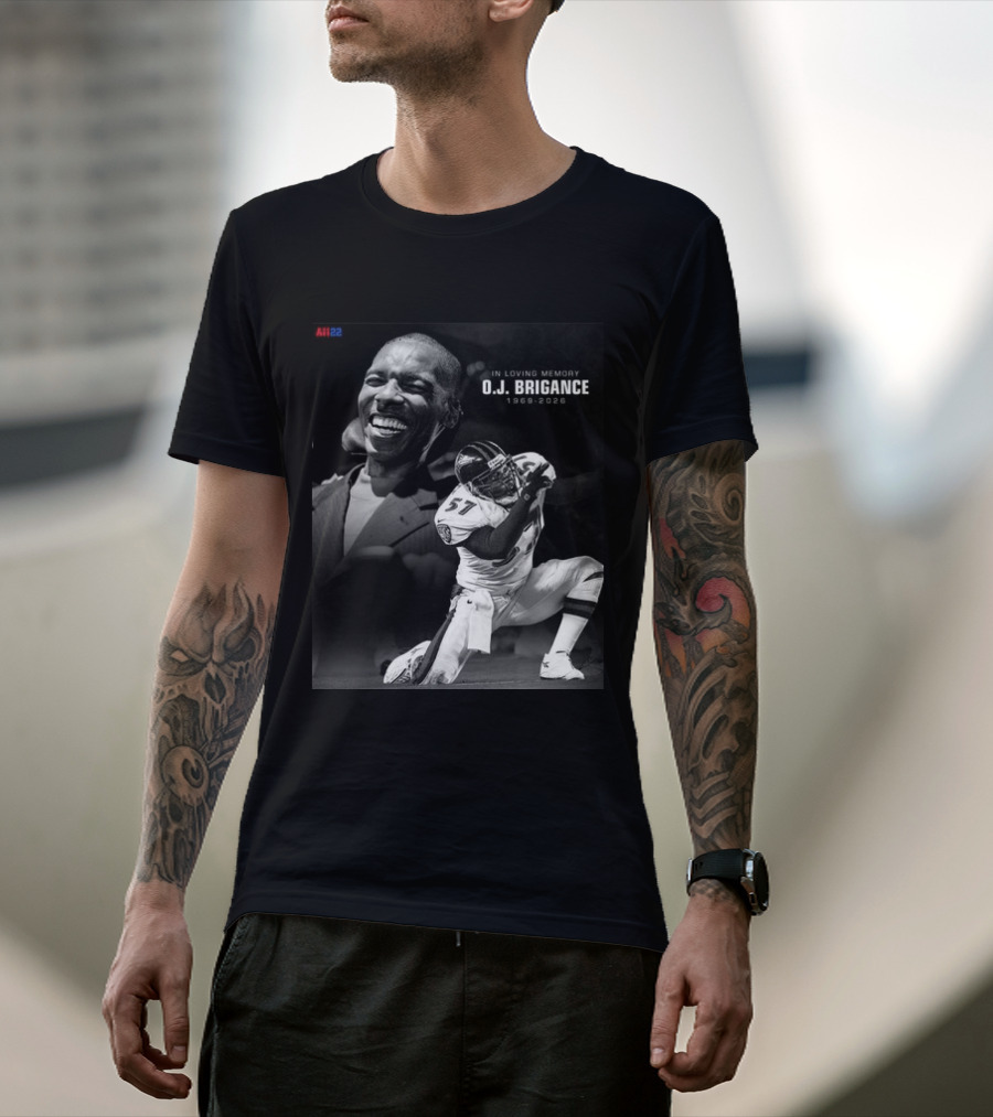 All22 O.J. Brigance In Loving Memory 1969 2026 Football Number 57 T-Shirt