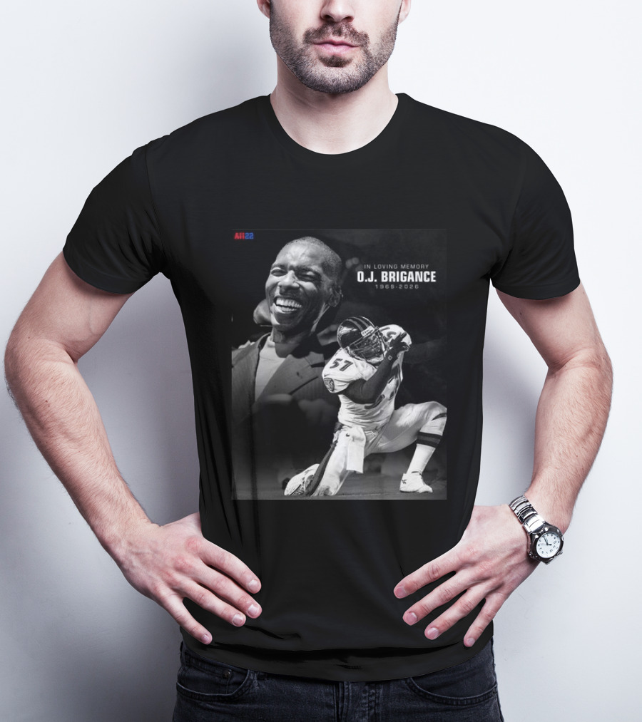 All22 O.J. Brigance In Loving Memory 1969 2026 Football Number 57 T-Shirt