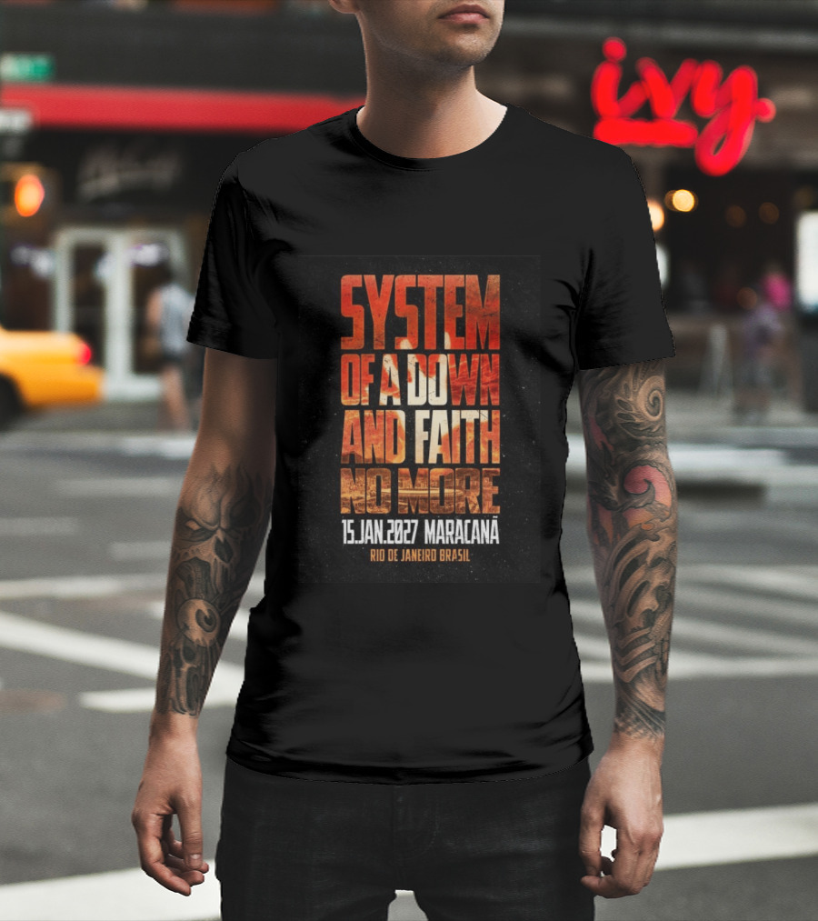 System Of A Down And Faith No More 15 Jan 2027 Maracanã Rio De Janeiro Brasil T-Shirt