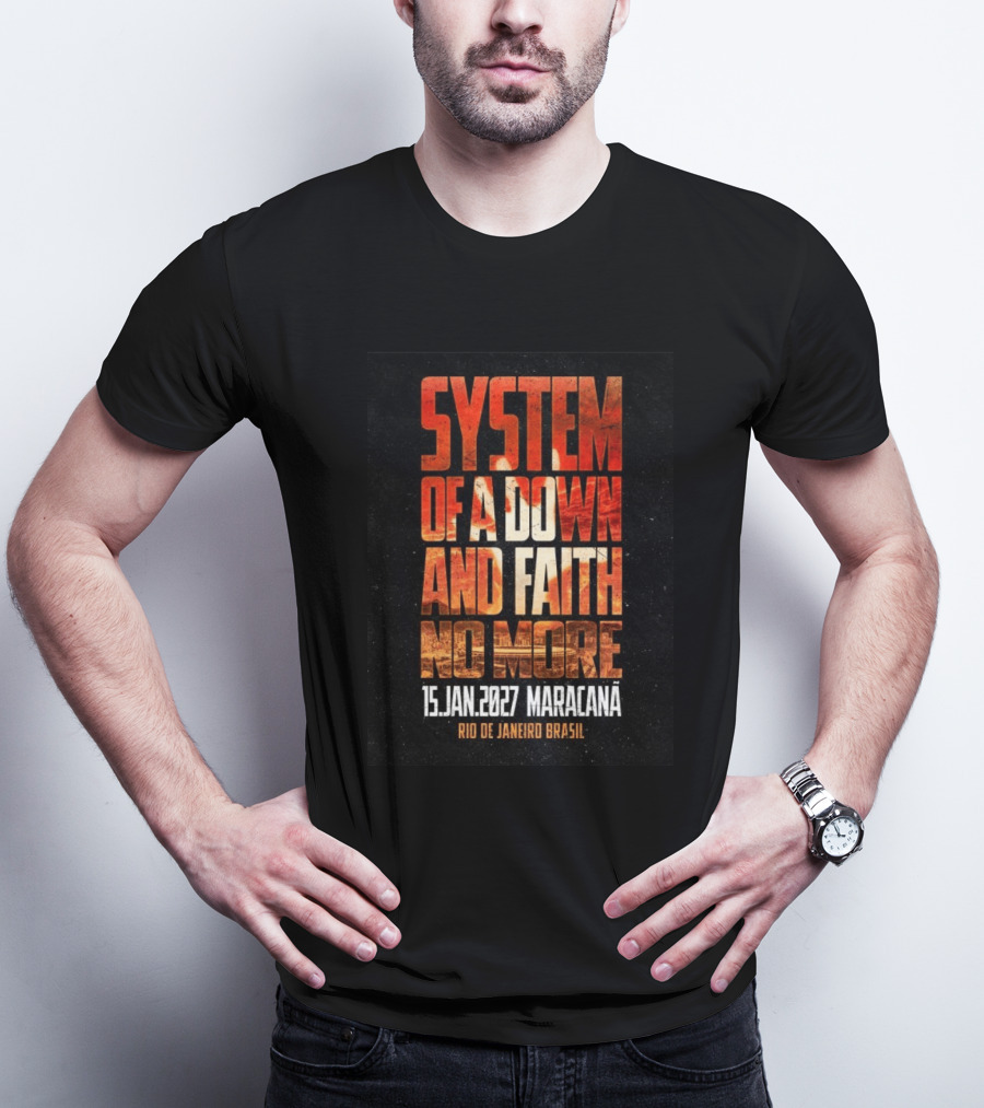System Of A Down And Faith No More 15 Jan 2027 Maracanã Rio De Janeiro Brasil T-Shirt