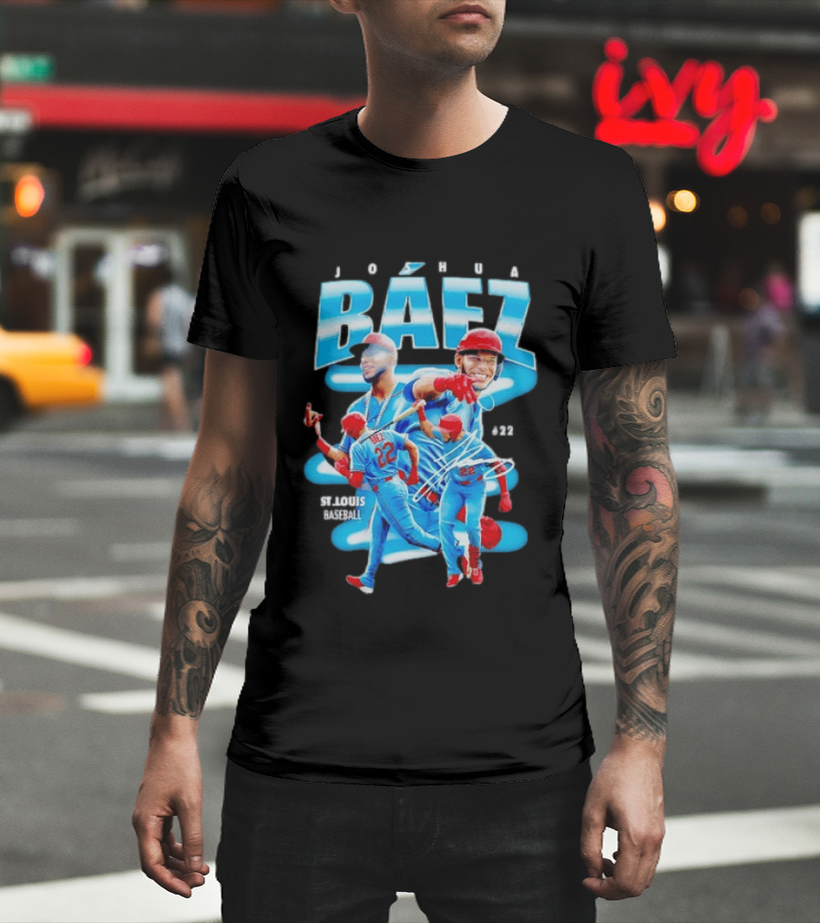 Joshua Baez St Louis Baseball No 22 Blue MLB Athletics T-Shirt
